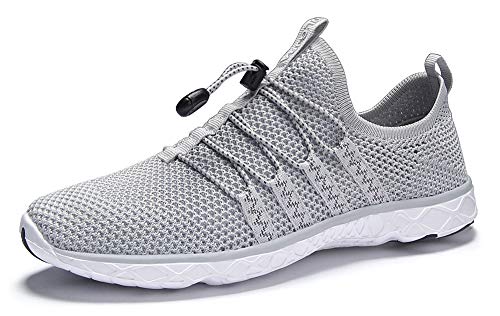 DLGJPA Men's Quick Drying Water Shoes for Beach or Water Sports Lightweight Slip On Walking Shoes LightGray 9.5