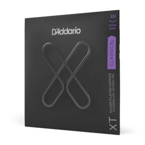 d'addario xt coated classical guitar strings - xtc44 - extended string life with natural tone & feel - extra hard tension