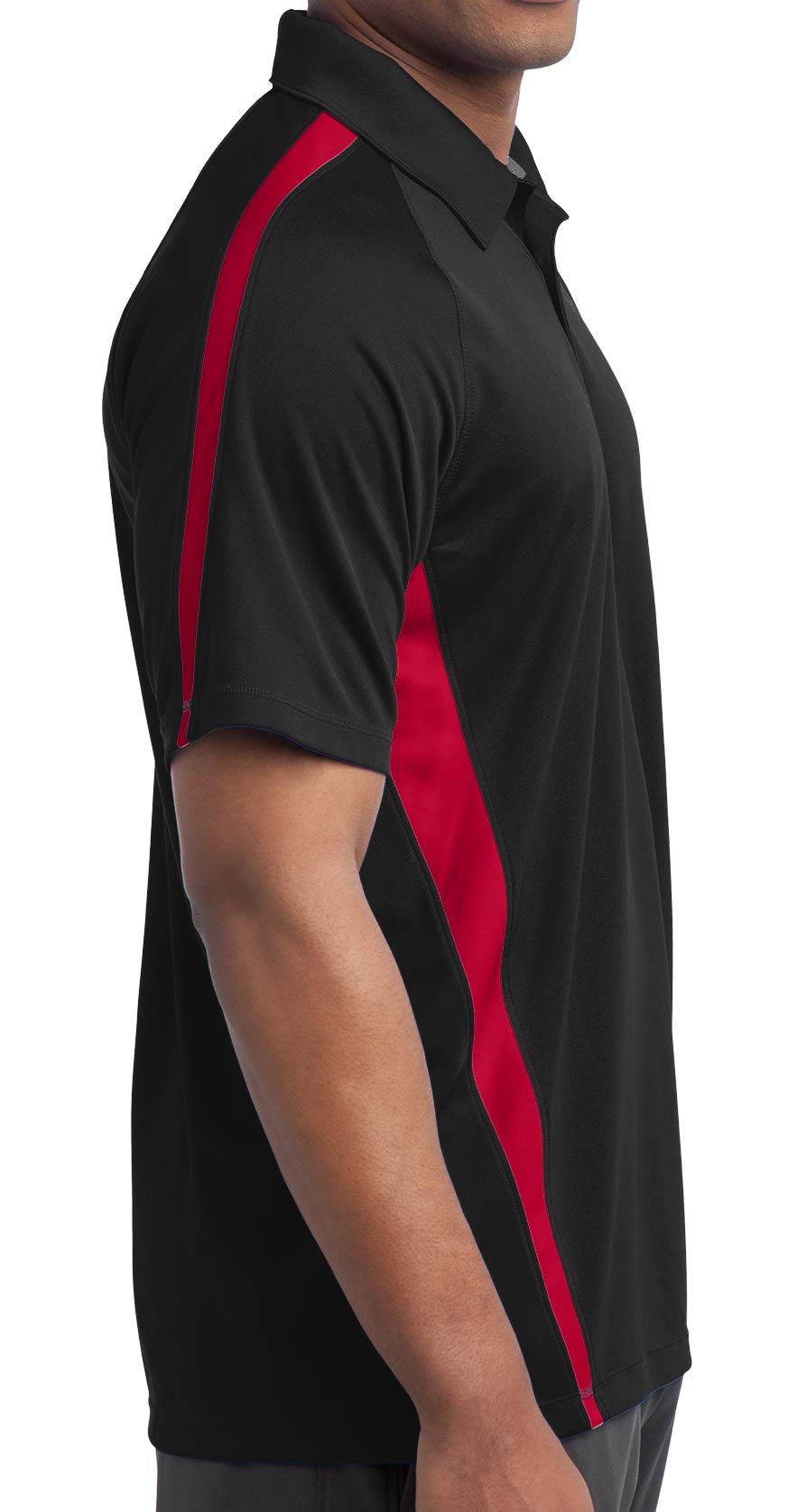 White Ford Oval Pocket Print Colorblock Polo, Black Red 2XL