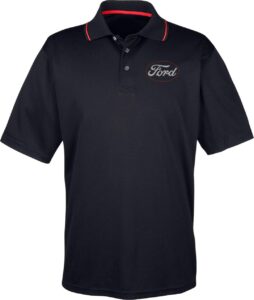 white ford oval pocket print two tone polo, black 6xl