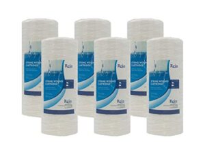 pack of 6-1 micron 10" x 4.5" full flow string wound sediment water filter cartridge | whole house sediment filtration | compatible with 84637, wpx5bb97p, pc10, 355214-45, 355215-45, wp10bb97p