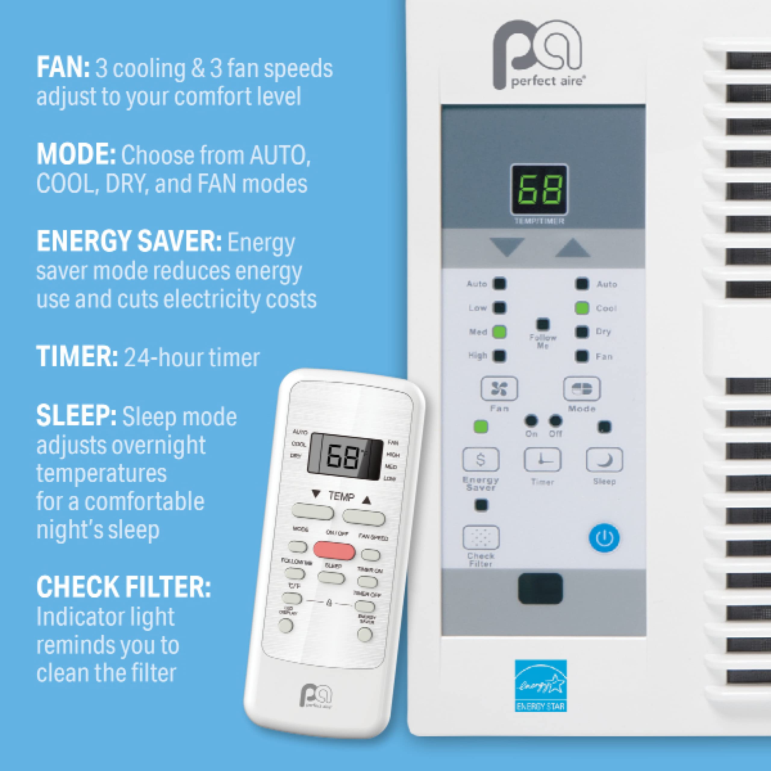 PerfectAire 6,000 BTU 115-Volt Energy Star Window Air Conditioner with Full-Function Remote, Installation Kit, 250 sq. ft.