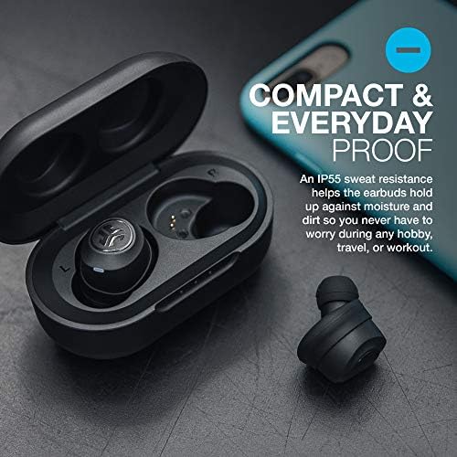 JLAB Audio Jbuds Air True Wireless Signature Bluetooth Earbuds, Charging Case, Black, IP55 Sweat Resistance, Bluetooth 5.0 Connection (Renewed)