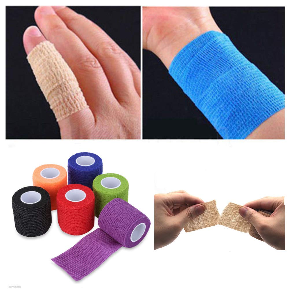 Kuanfine 12 Pack 2 Inches Self Adhesive Bandage Wrap Vet Wrap for Pets, Stretch Self Adherent Tape Cohesive Wrap for Athletic, Sports, Wrist and Ankle(Multi Colors)