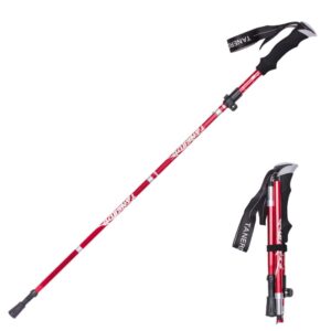 upgrade trekking pole,ultralight aluminium alloy foldable, anti shock walking/camping （1 pack，red）