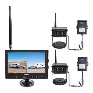 haloview mc7108-k2 kit wiring-free wireless high definition rear view camera system with 1 monitor and 2 camera(portable kit pro)