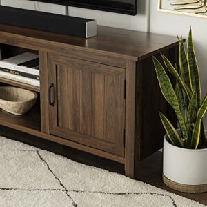 Walker Edison Ashbury Coastal Style Grooved Door TV Stand for TVs up to 80 Inches, 70 Inch, Dark Walnut