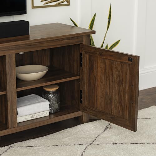 Walker Edison Ashbury Coastal Style Grooved Door TV Stand for TVs up to 80 Inches, 70 Inch, Dark Walnut