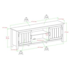 Walker Edison Ashbury Coastal Style Grooved Door TV Stand for TVs up to 80 Inches, 70 Inch, Dark Walnut