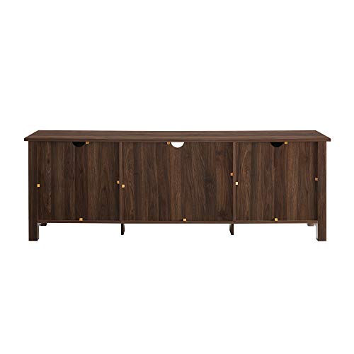 Walker Edison Ashbury Coastal Style Grooved Door TV Stand for TVs up to 80 Inches, 70 Inch, Dark Walnut