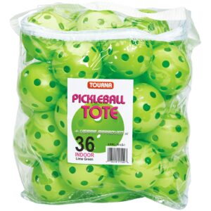 tourna strike indoor pickleballs lime green 36 pack (pikl-36-lg-i)