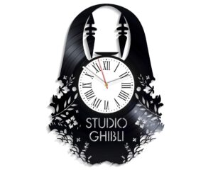 kovides spirited away art original clock anime wall clock large for kids minimalist decor for kids room for boys girls ghibli clock vintage vinyl record clock