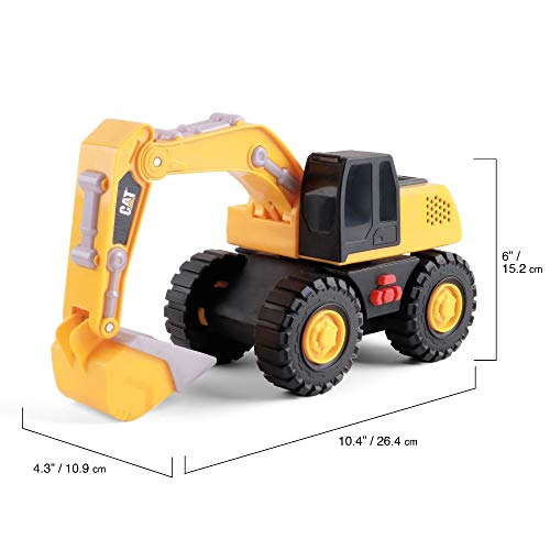 CAT Construction Toys, Tough Machines Toy Excavator, 10" W/Realistic Lights & Sounds, Rumbling Action, Movable Parts & Sturdy Plastic Construction