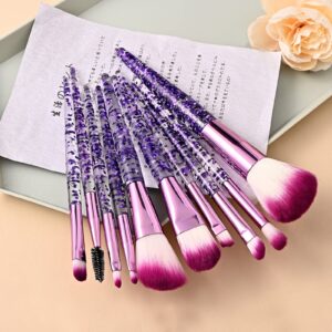 Kingtree Makeup Brush Set, 10PCS Stylish Glitter Handle Makeup Brushes Professional Face Powder Foundation Blending Blush Eye Shadow Cosmetic Brushes for Girls