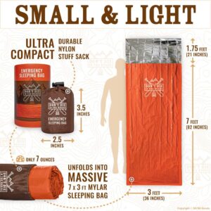 Don’t Die in The Woods - World’s Toughest Survival Bivy [with Hood Extension] Extra-Thick Emergency Sleeping Bag with Ripstop Nylon Stuff Sack - Built with Space Blanket Thermal Mylar