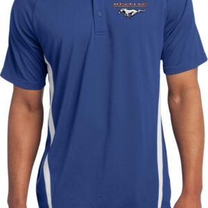 Ford Mustang Pocket Print Colorblock Polo, Royal White XL