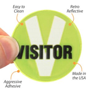 SmartSign "Visitor" Pack of 5 Hard Hat Labels | Retro-Reflective, 2" Circle