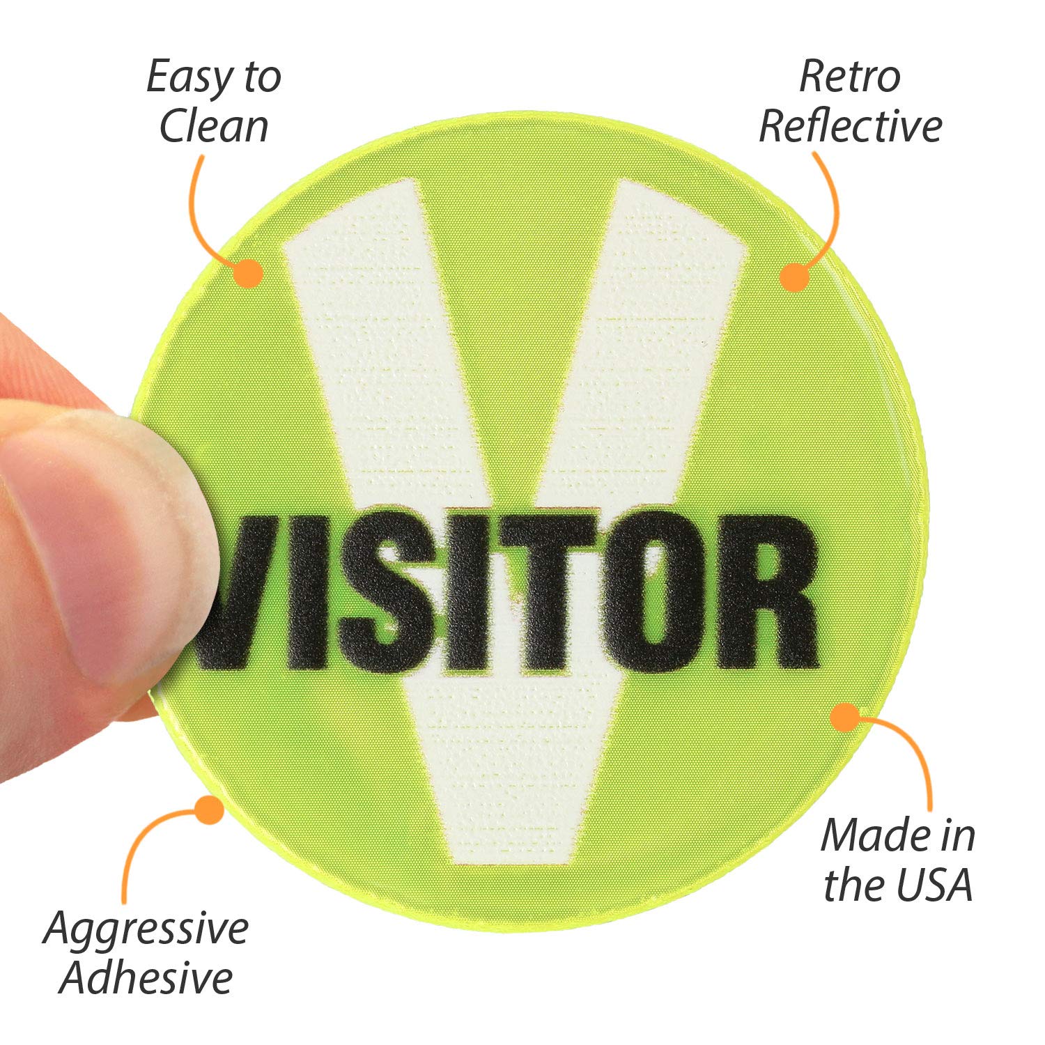 SmartSign "Visitor" Pack of 5 Hard Hat Labels | Retro-Reflective, 2" Circle