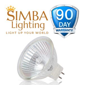 Simba Lighting Halogen MR16 20W 12V Light Bulbs (6 Pack) for Landscape, Track Lights, Fiber Optics, Desk Lamps, BAB C Spotlights with Glass Cover, GU5.3 Bi Pin Base, 2700K Warm White Dimmable