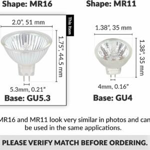 Simba Lighting Halogen MR16 20W 12V Light Bulbs (6 Pack) for Landscape, Track Lights, Fiber Optics, Desk Lamps, BAB C Spotlights with Glass Cover, GU5.3 Bi Pin Base, 2700K Warm White Dimmable