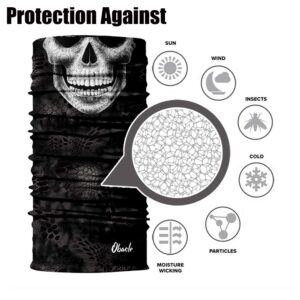 Obacle Half Face Mask Sun Dust Wind Protection Durable Tube Face Mask Bandana Skull Skeleton Face Mask for Men Women Bike Riding Motorcycle Fishing Hunting Cycling (Skull White Face Open Mouth)