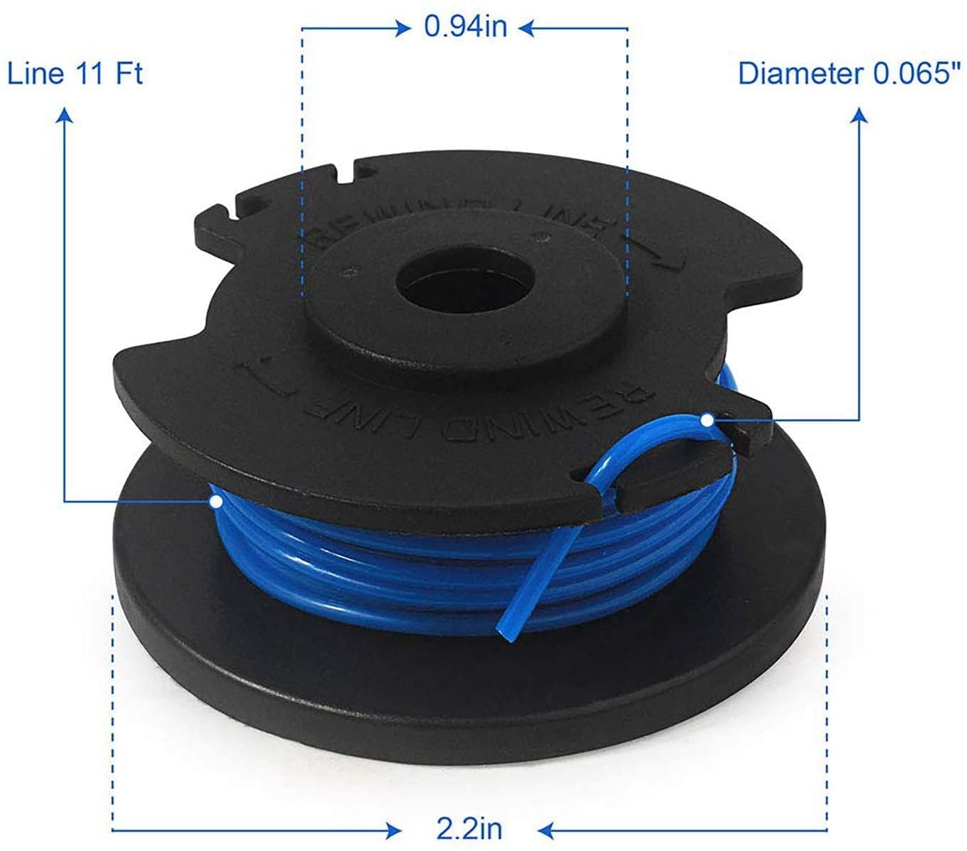 Eyoloty AC14RL3A String Trimmer Replacement Line for Ryobi One+18v, 24v, 40v Cordless Trimmers,11ft 0.065" Auto Feed Cordless Weed Eater Spools Line with AC14HCA Cap Covers Parts(6 Spools, 1 Cap)