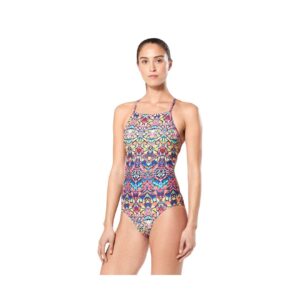 speedo women's turnz flashback one piece rainbow brights 26