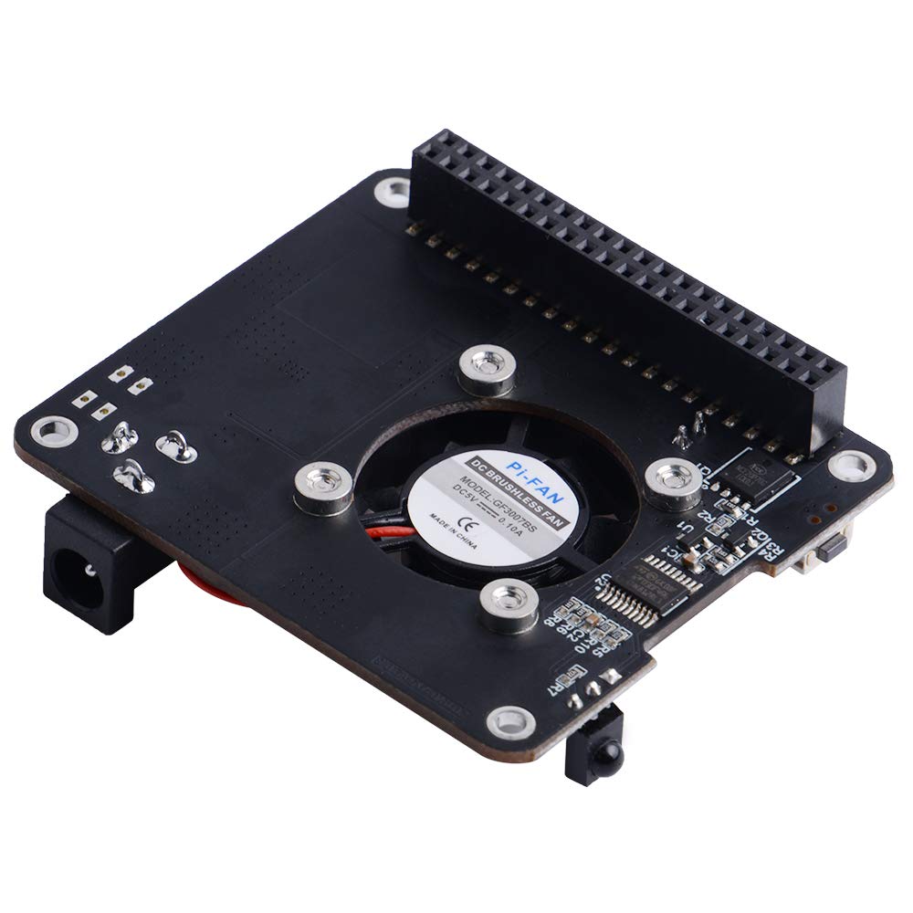 GeeekPi DockerPi Power Board for Raspberry Pi 4 Model B & Raspberry Pi 3B+, Power Supply with Safe Shutdown Auto Cooling Fan Expansion Board for Stack DockerPi Module & Raspberry Pi 2B/3B