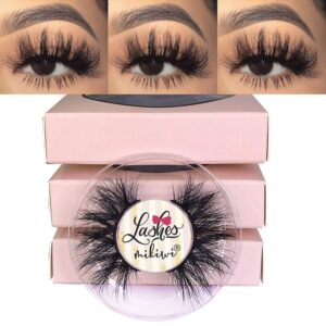 3d mink lashes, mikiwi d390-3, 3 pairs lashes, mink eyelashes, thick handmade full strip lashes, cruelty free, luxury makeup, 20mm mink eyelashes (d390-3)