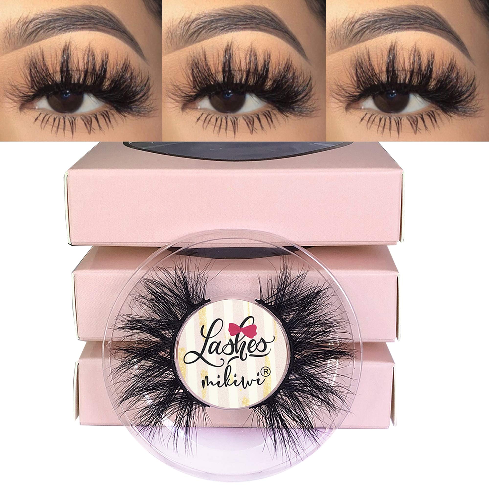 3D Mink Lashes, MIKIWI D390-3, 3 Pairs Lashes, Mink Eyelashes, Thick HandMade Full Strip Lashes, Cruelty Free, Luxury Makeup, 20mm mink eyeLashes (D390-3)