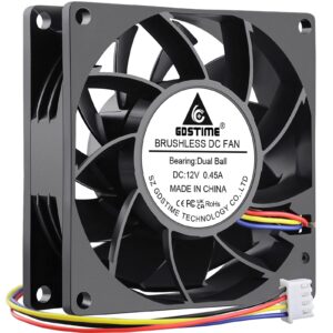 gdstime 80mm pwm fan, high speed 12v 4pin 80mm x 25mm cpu cooler fan cooling