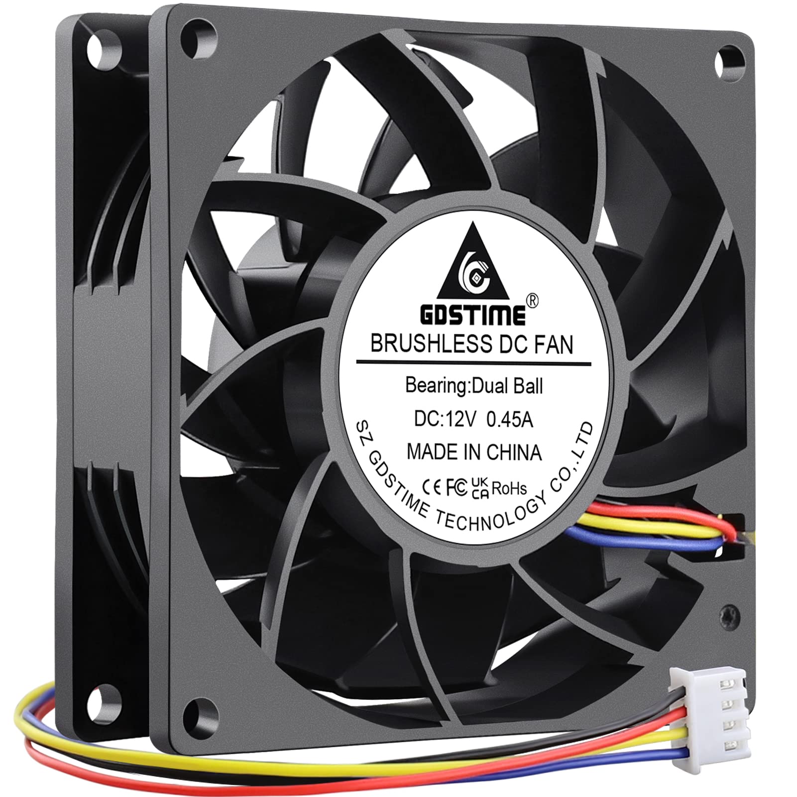 GDSTIME 80mm PWM Fan, High Speed 12V 4PIN 80mm x 25mm CPU Cooler Fan Cooling