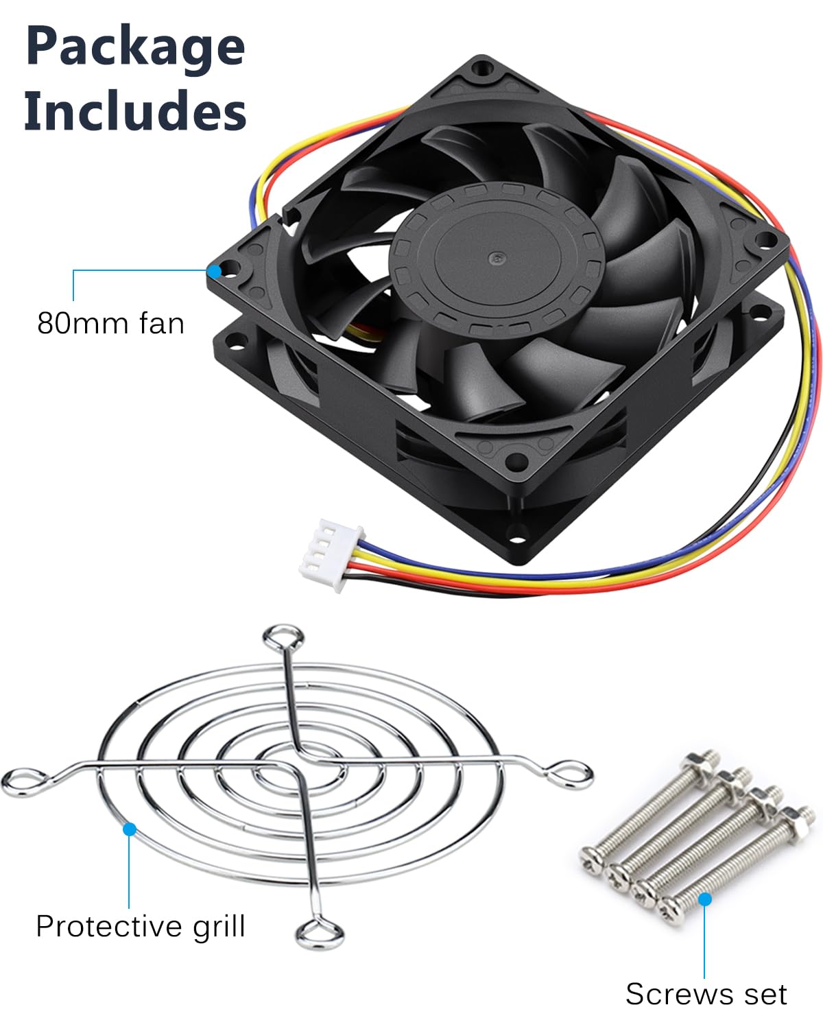 GDSTIME 80mm PWM Fan, High Speed 12V 4PIN 80mm x 25mm CPU Cooler Fan Cooling