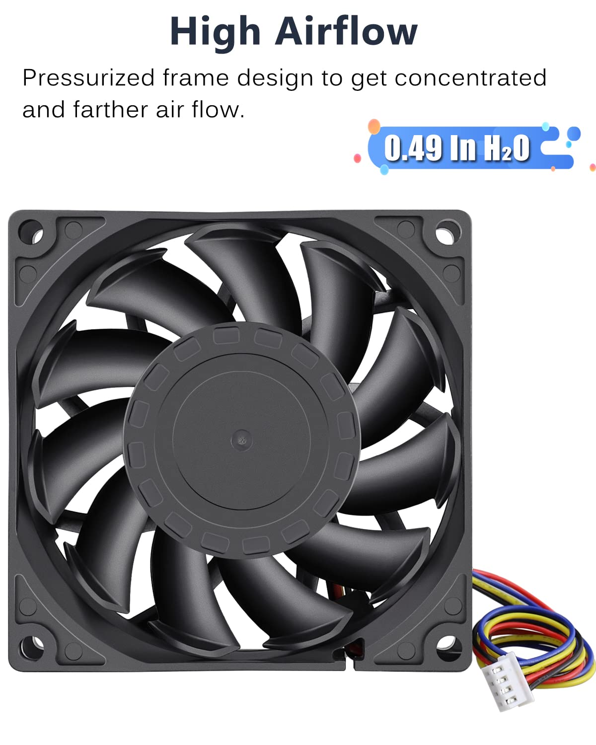 GDSTIME 80mm PWM Fan, High Speed 12V 4PIN 80mm x 25mm CPU Cooler Fan Cooling