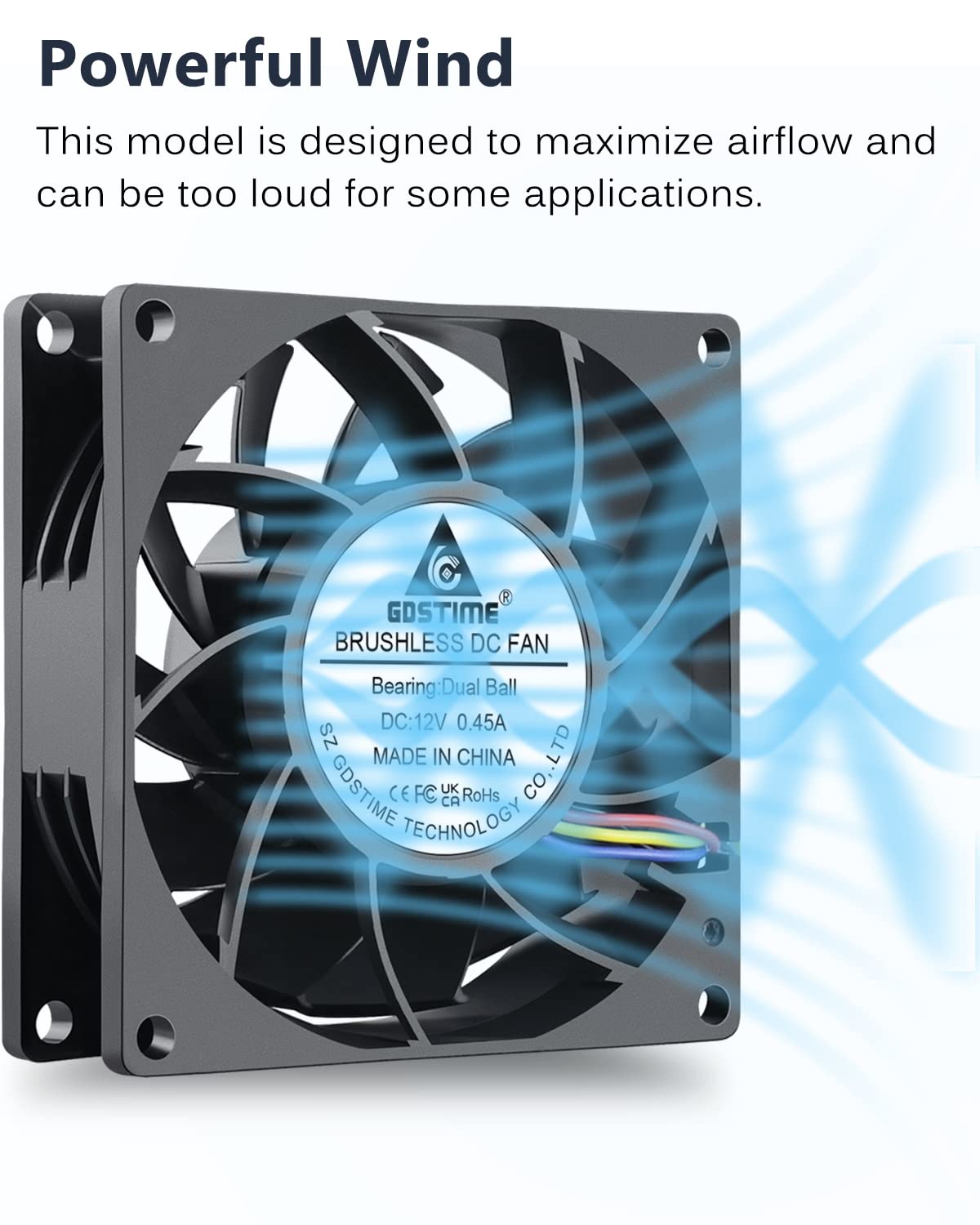 GDSTIME 80mm PWM Fan, High Speed 12V 4PIN 80mm x 25mm CPU Cooler Fan Cooling