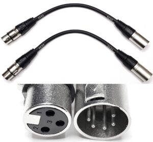 cess-018 xlr5m to xlr3f dmx512 adapter cable - 6 inch 5 pin male to 3 pin female xlr turnaround dmx cable - 6'' dmx conversion plug - go from 5pin to 3pin dmx - 2 pack