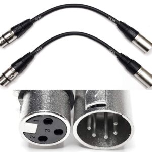 CESS-018 XLR5M to XLR3F DMX512 Adapter Cable - 6 Inch 5 Pin Male to 3 Pin Female XLR Turnaround DMX Cable - 6'' DMX Conversion Plug - Go from 5pin to 3pin DMX - 2 Pack