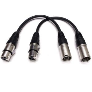 CESS-018 XLR5M to XLR3F DMX512 Adapter Cable - 6 Inch 5 Pin Male to 3 Pin Female XLR Turnaround DMX Cable - 6'' DMX Conversion Plug - Go from 5pin to 3pin DMX - 2 Pack