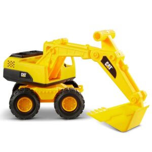 cat construction toys, construction fleet 10" excavator toy – ages 2+ real working parts, indoor/outdoor play, sturdy plastic construction, ideal sand/beach toy