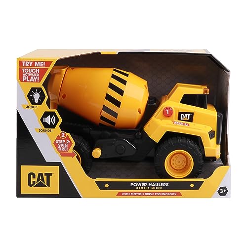 CAT Construction Toys, Construction 11.5" Power Haulers Cement Mixer, Realistic Lights & Sounds, Motion Drive Technology, Working Features, and Interactive Play for Ages 3+