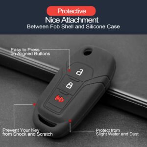 INFIPAR 2pcs Compatible with Ford Maverick F-150 F-250 F-350 F-450 F-550 Super Duty Lightning Ranger Bronco Expedition Escape Explorer Fusion EcoSport F-650 F-750 Key Fob Cover Case Key Chain