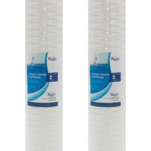 Pack of 2-1 Micron 20" Full Flow String Wound Sediment Water Filter Cartridge | Whole House Sediment Filtration | Compatible with PC40-20, WP1BB20P, 355222-45, WPP-45200-01, WPP-45200-01, 84650