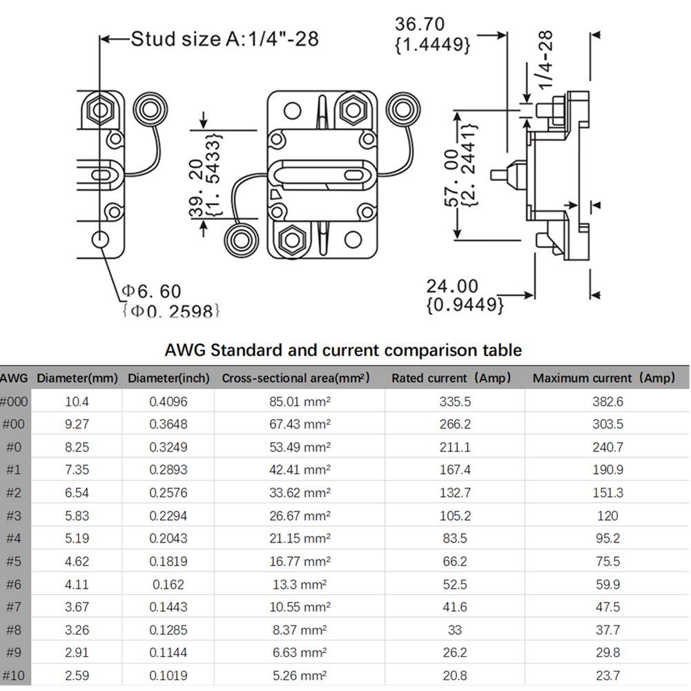 RVCAZON 50 Amp Circuit Breaker Trolling with Manual Reset Car Marine Trolling Motors Boat ATV Manual Power Protect for Audio System Fuse 12V-48VDC Waterproof (50Amp)