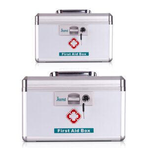 Jssmst Locking Medicine Box - New Version First Aid Box Emergency Medicine Case, Non-metal Boxes with Drugs Storage, 13.8 x 8.5 x 8.2 Inches, New(MC14023)