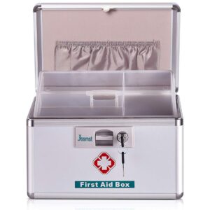 Jssmst Locking Medicine Box - New Version First Aid Box Emergency Medicine Case, Non-metal Boxes with Drugs Storage, 13.8 x 8.5 x 8.2 Inches, New(MC14023)