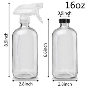 Cosywell Glass Spray Bottles Empty 16oz Boston Round Bottle Refillable Container for Essential Oils with Funnel Lables Cleaning Products Aromatherapy Lotions Liquid Soaps (WhiteWhite)