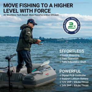 Seamax 12V PowerMax 2HP Brushless Trolling Motor, Stepless Speed Control, Equal to 65 Lb Thrust, 35 Inch Shaft