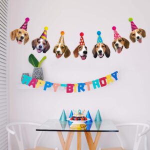 Beagle Birthday Garland, Funny Beagle Face Portrait Happy Birthday Banner, Dog Bday Party Supplies