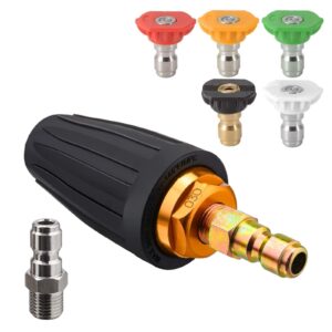 pressure washer turbo tip 3000psi turbo nozzle kit 360° rotating presure washer turbo nozzles 1/4'' quick connect with 5 nozzle tips kit multiple degrees(0, 15, 25, 40,soap) 3.0 gpm 3.0 orifice