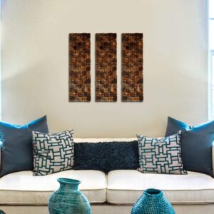 Sound Diffuser, Acoustic Panel, Living Room Decor, 3d Art, Set of 3 Wooden Mosaics